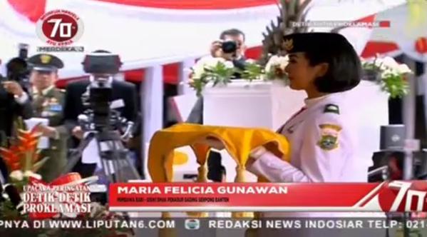 Maria Felicia Gunawan, Sosok Pembawa Baki Bendera Pusaka