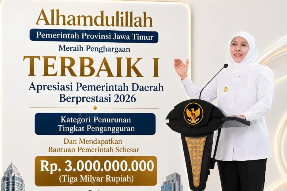 TPT Jatim Turun Konsisten, Gubernur Khofifah Raih Apresiasi Kemendagri