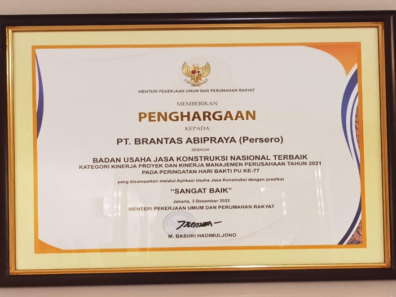 Brantas Abipraya Perkuat Komitmen Bangun Infrastruktur Unggul